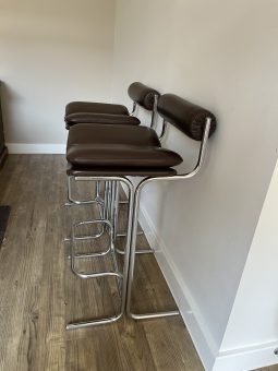 Pieff Eleganza Bar Stools in Chocolate Brown Leather x 2 - MRS FOX